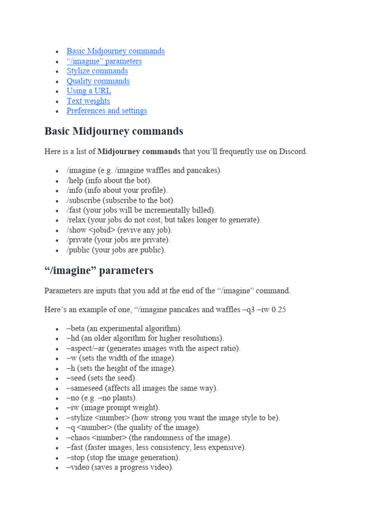 Basic Midjourney Commands | PDF | Paintings | Video