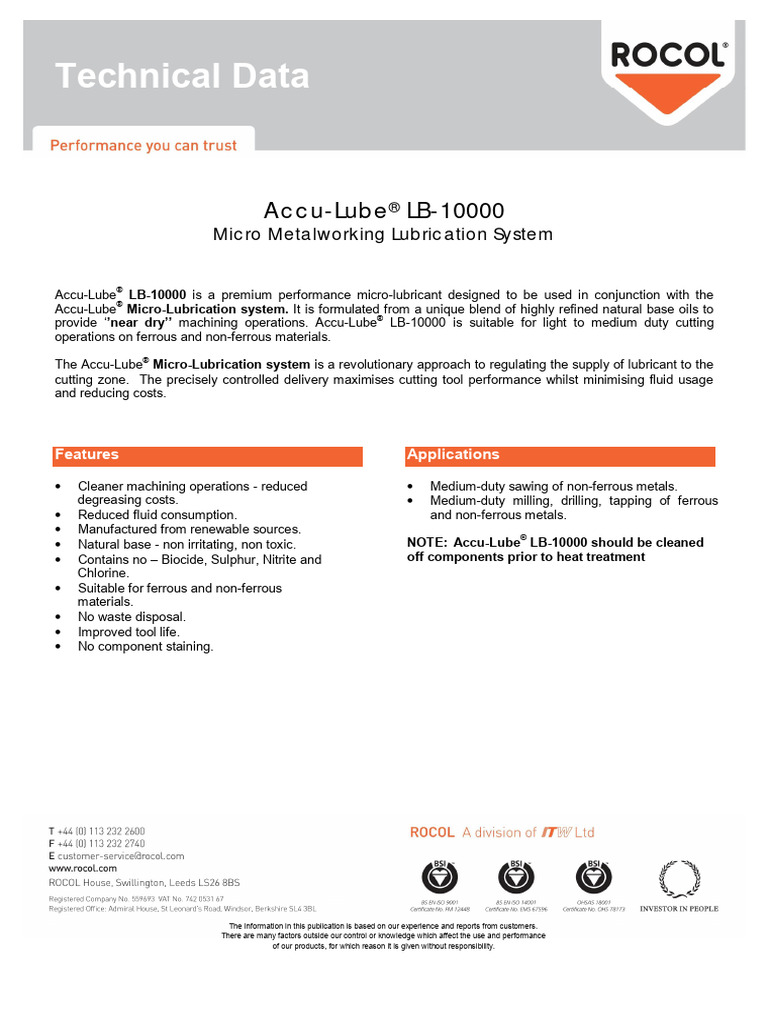 Accu-Lube LB-10000__ GB | PDF | Lubricant | Chemical Substances