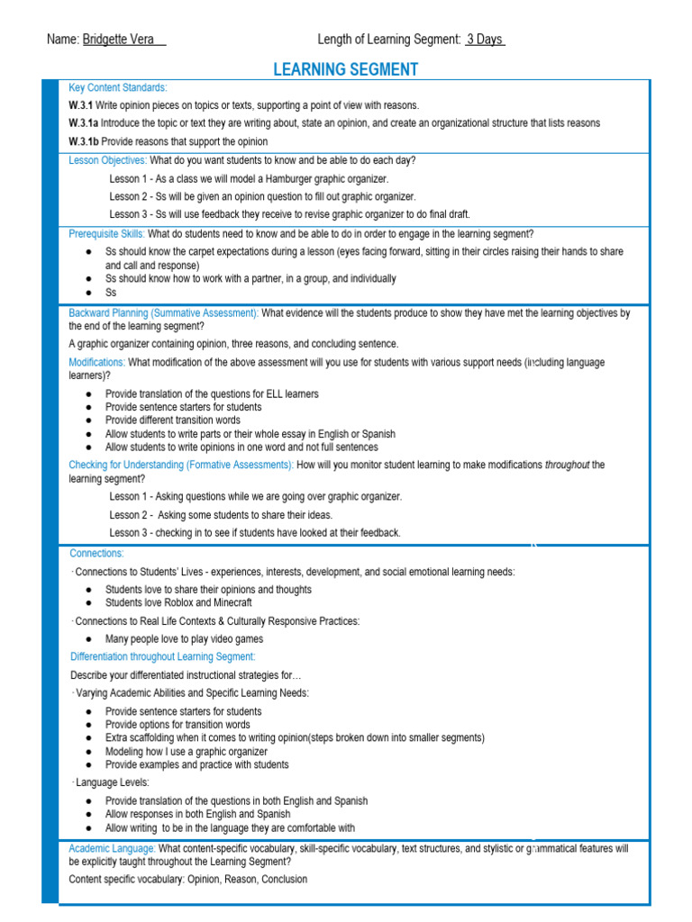 Task 1 Part B - Lesson Plans | PDF | Learning | Cognition