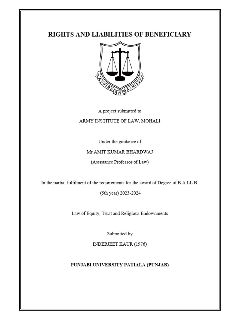 Rights and Liabilities of Beneficiary | PDF | English Trust Law | Trustee