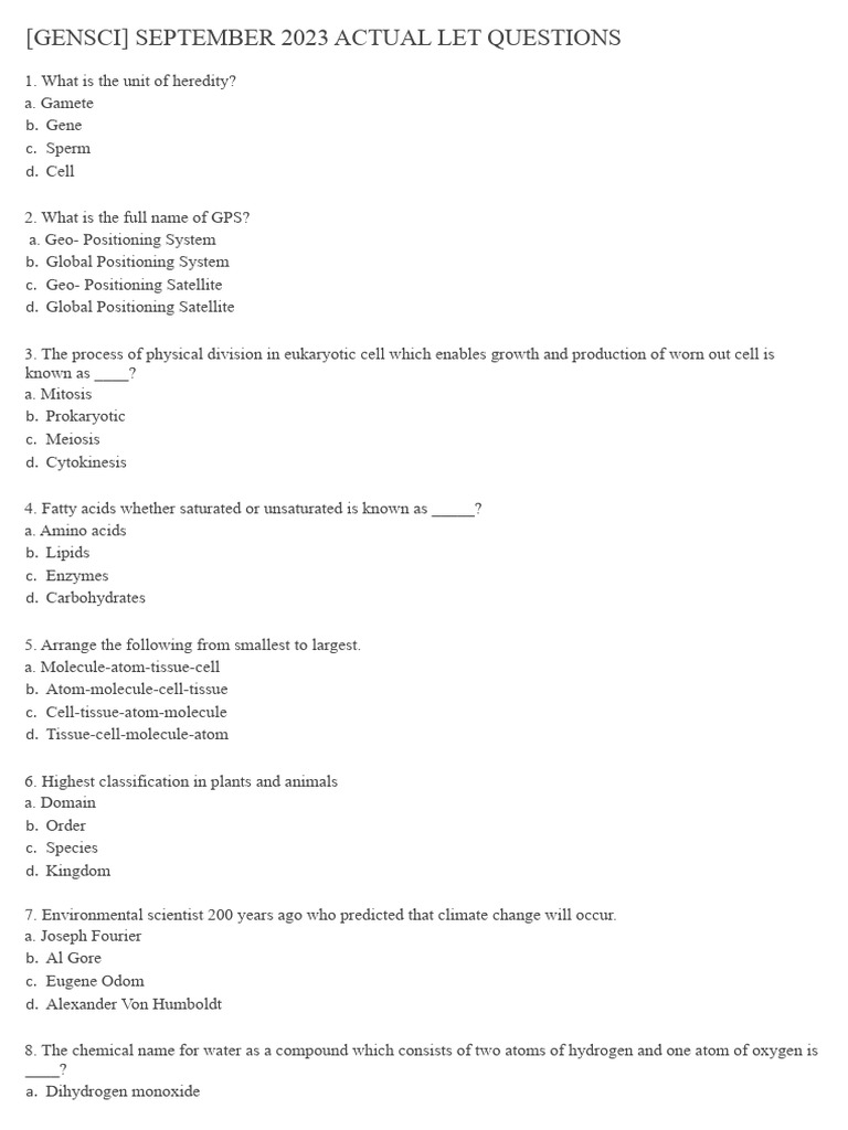 September 2023 Science Quiz Questions | PDF | Chemical Bond | Chemistry