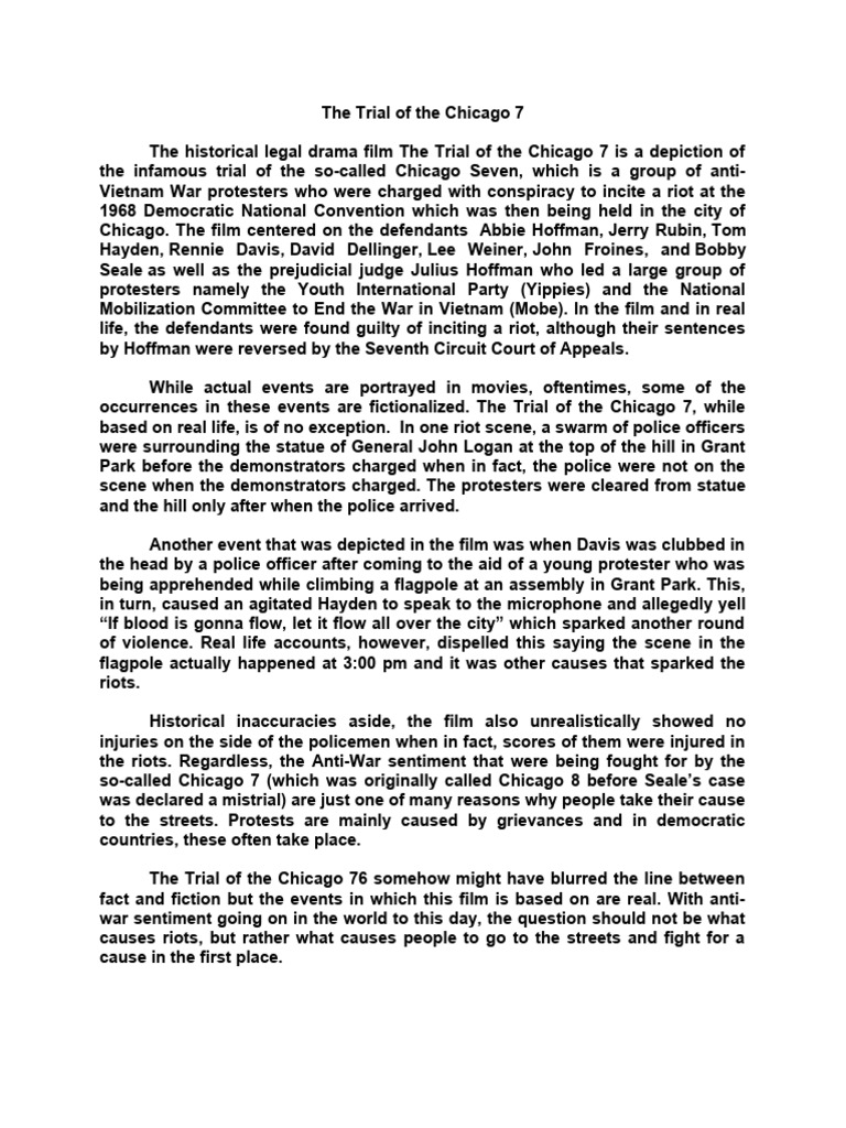 The Trial of The Chicago 7 Reflection | PDF | Law