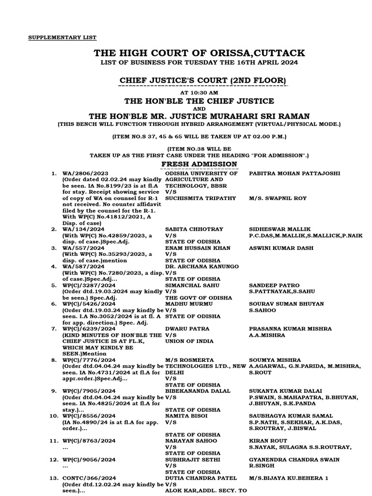 The High Court of Orissa, Cuttack | PDF | Legal Procedure | Civil Law ...