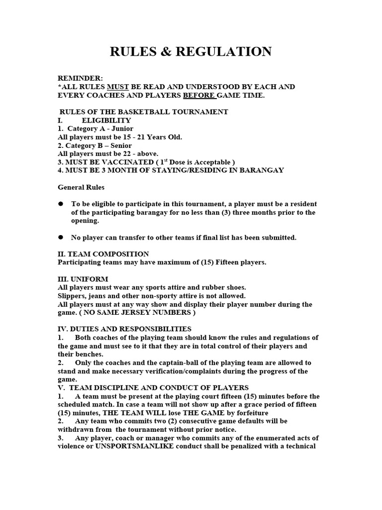 Rules & Regulations | PDF | Justice | Crime & Violence