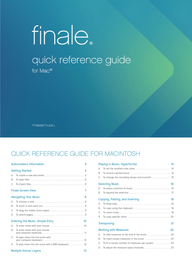 Finale Quick Reference Guide For Macintosh | PDF | Computer Keyboard ...