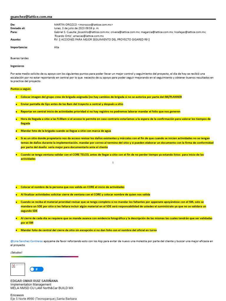 Acciones para Seguimiento de Sitios | PDF