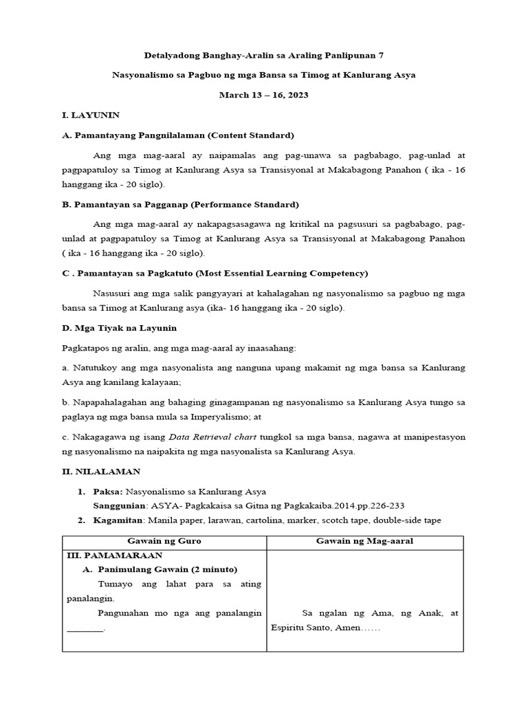 3rd Lesson Plan Vincent | PDF