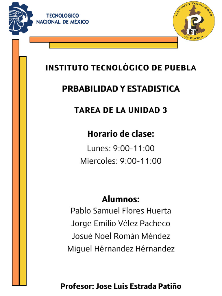 Tarea 3 Unidad 3 Prob. y Estad. | PDF