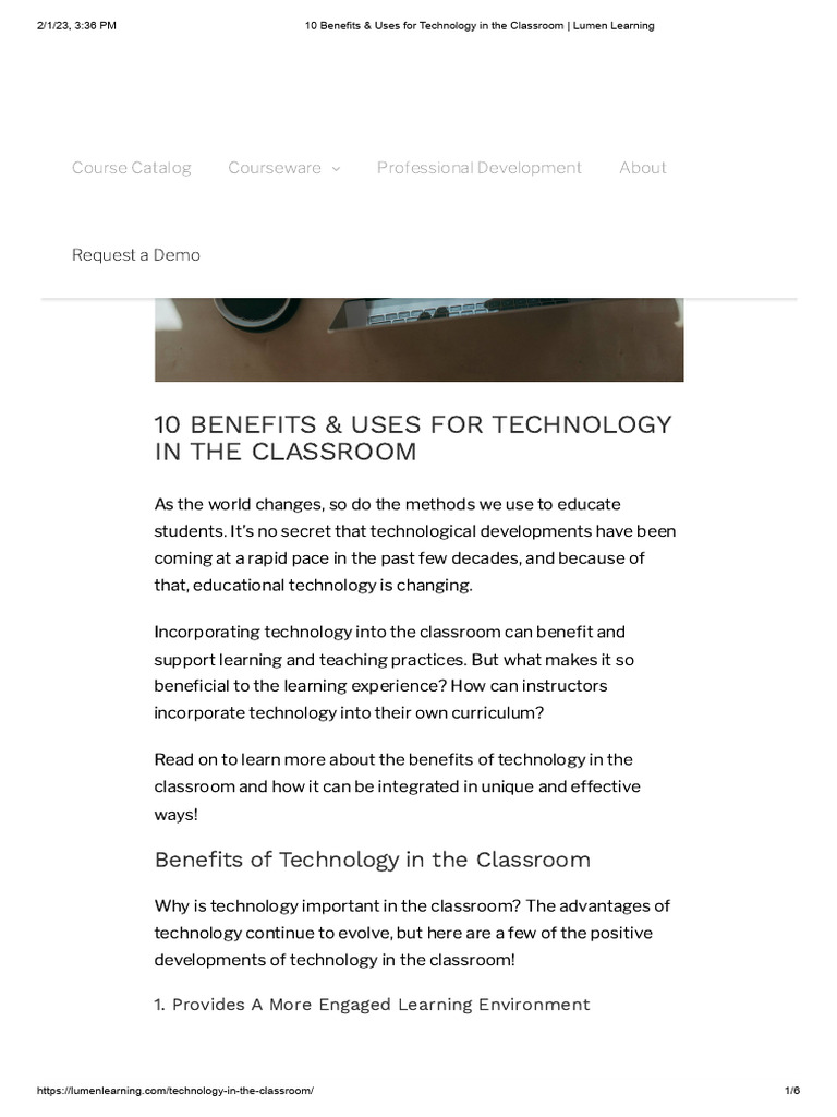 10 Benefits & Uses For Technology in The Classroom - Lumen Learning ...