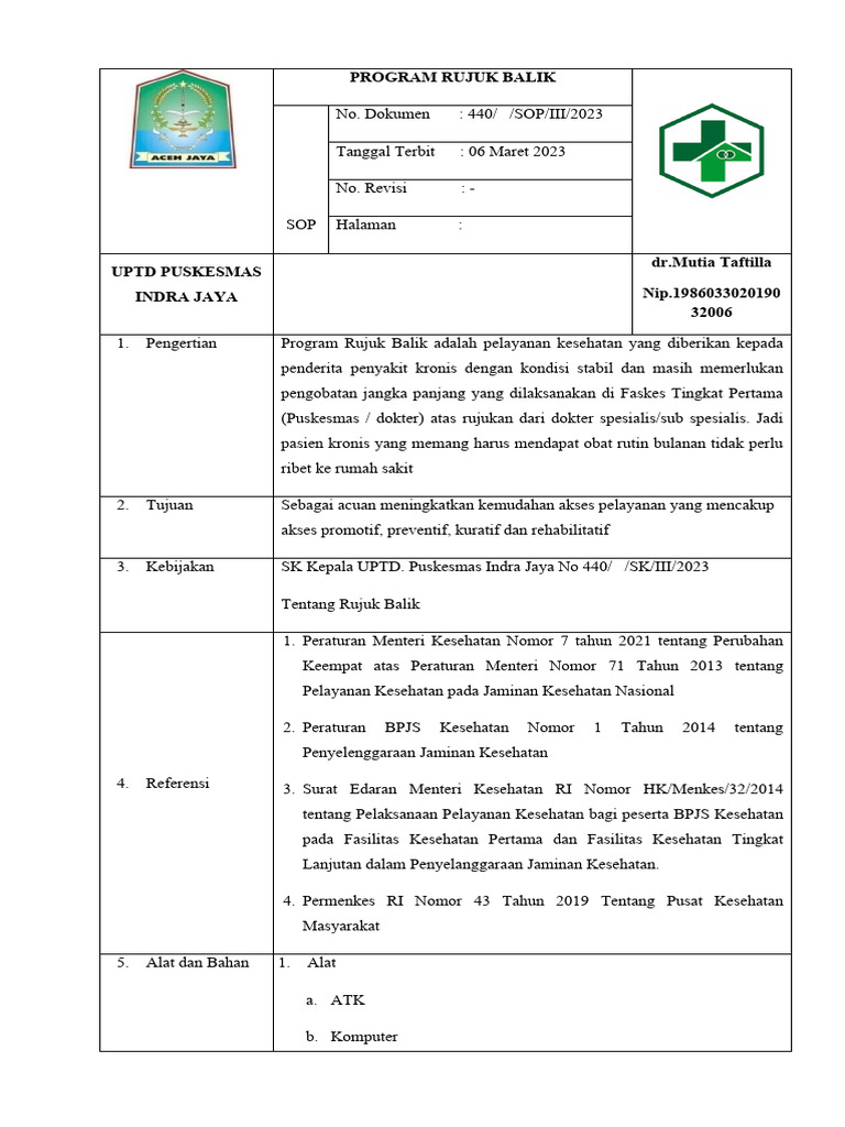 3721 Sop Rujuk Balik | PDF