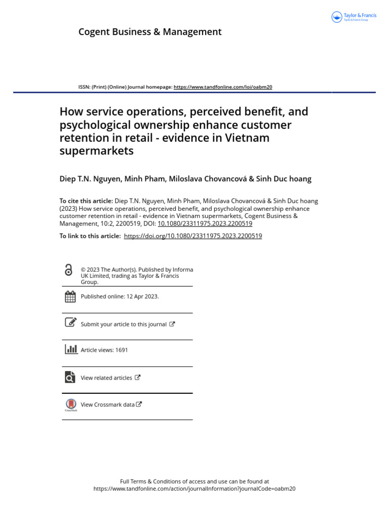 4.3. Publication 3. Service Operations Vs Customer Retention | PDF | Retail | Behavior