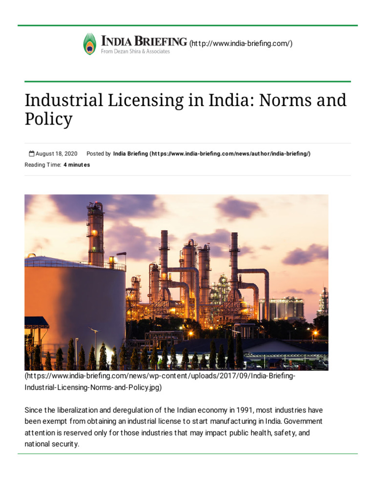 Industrial Licensing in India_ Norms and Policy - India Briefing News | PDF