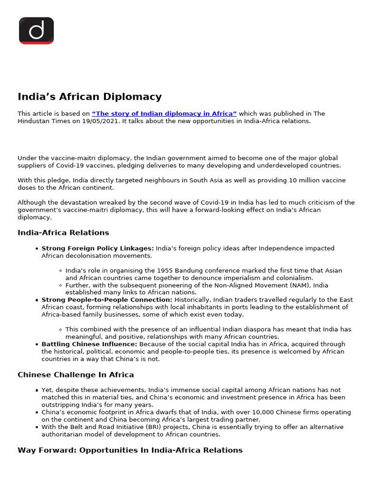 India's African Diplomacy: "The Story of Indian Diplomacy in Africa ...
