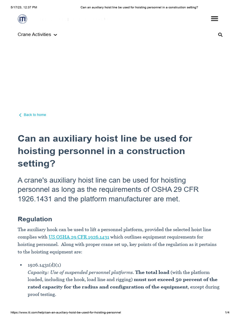 Can An Auxiliary Hoist Line Be Used For Hoisting Personnel in A ...