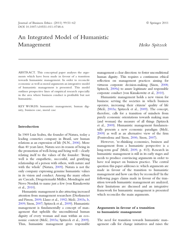Humanistic Management Model | PDF | Humanism | Stakeholder (Corporate)