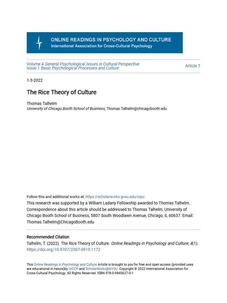 The Rice Theory of Culture | PDF | Rice | Paddy Field