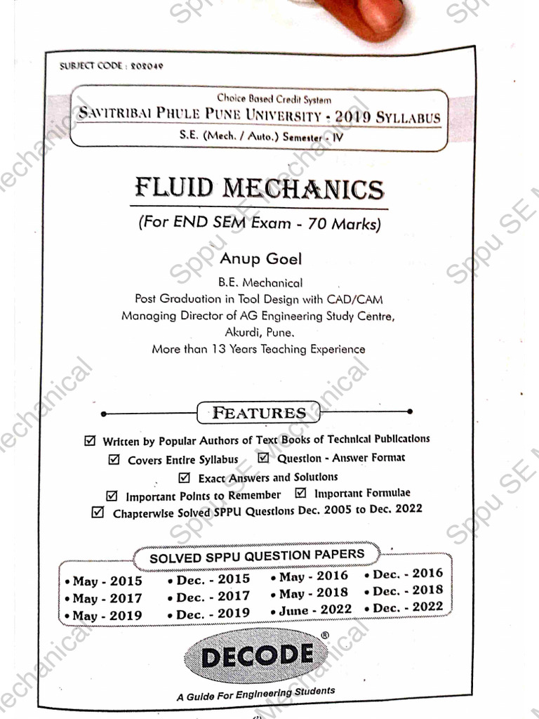 Fluid Mechanics Decode 4th Sem Mechanical | PDF
