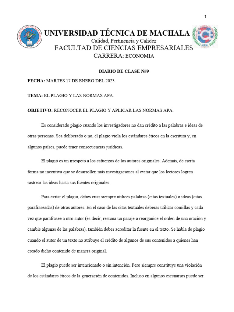 Diario de Comunicacion Academica N9 | PDF | Plagio