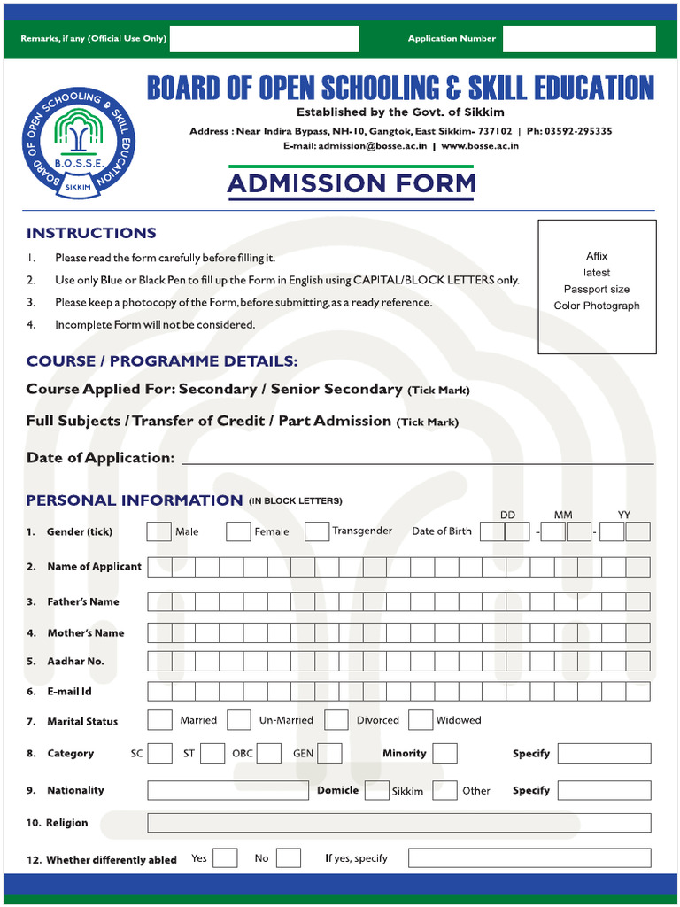 BOSSE Application Form 2021 Revised | PDF