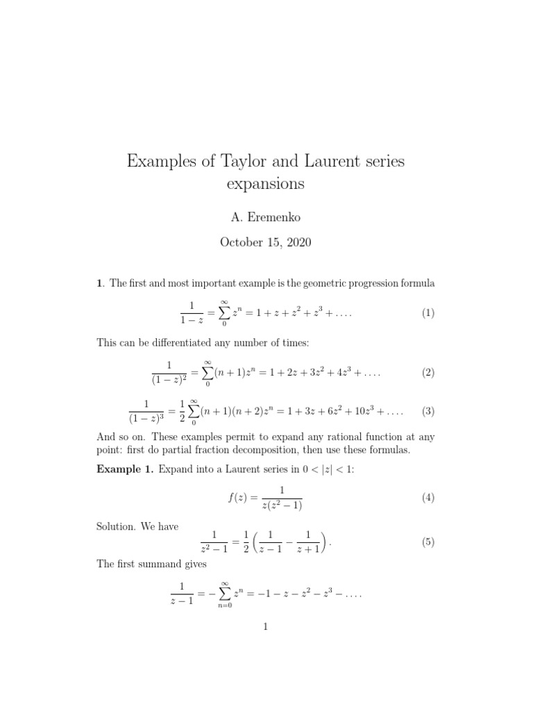 Expansions | PDF | Complex Analysis | Numbers