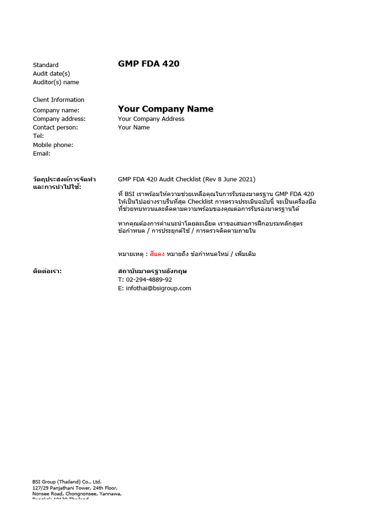 GMP Fda 420 Audit Checklist v.0 | PDF