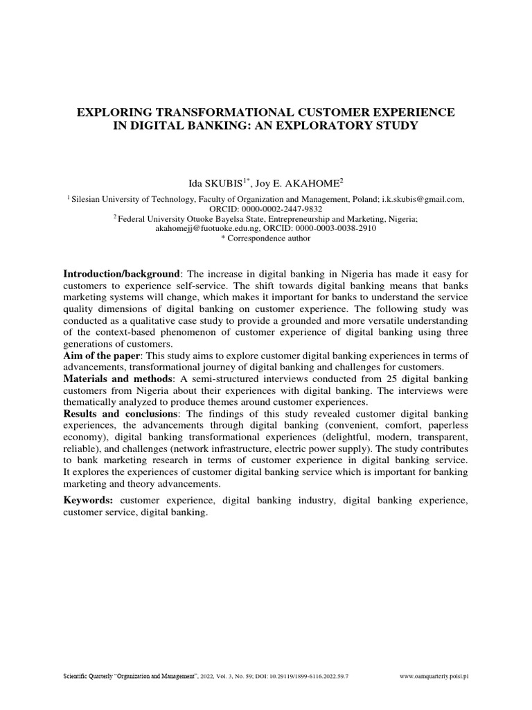 59-Skubis-Akahome Exploring Org Zarz Kwart 3 2022 | PDF | Customer Experience | Banks