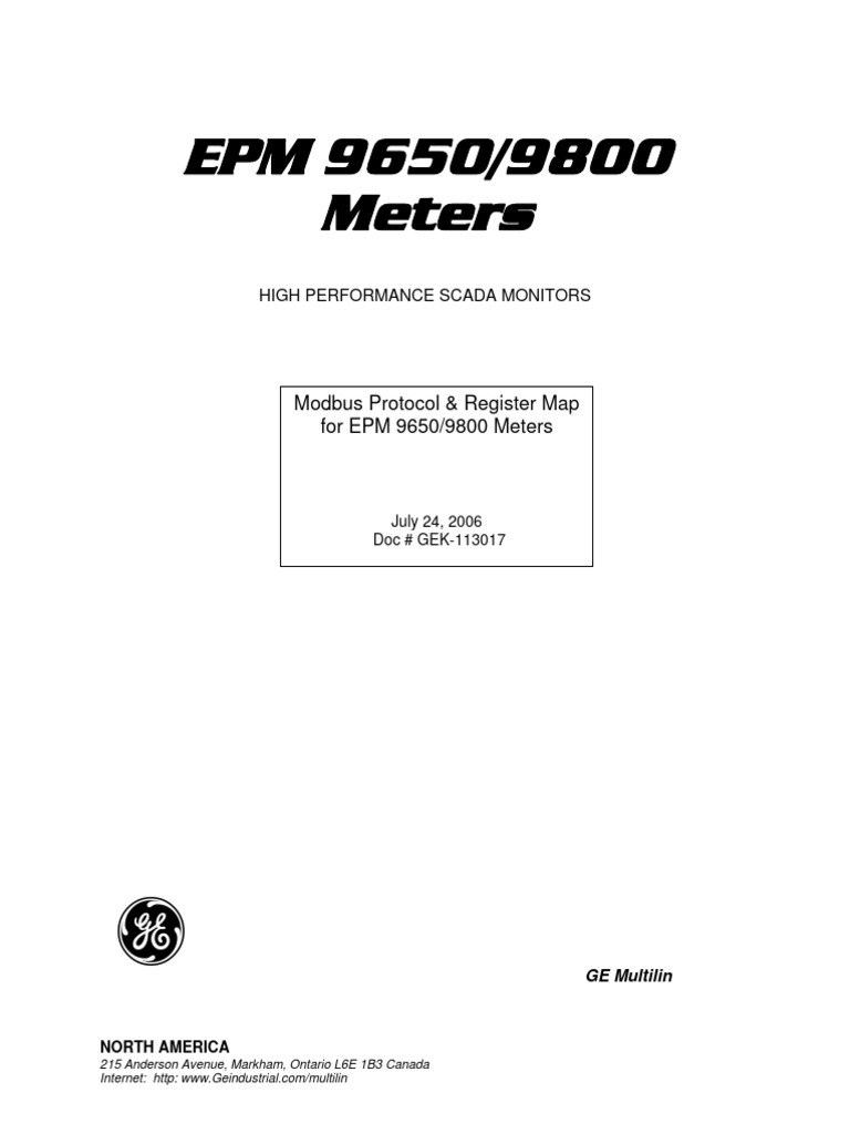 EPM Meters Modbus Protocol Guide | PDF | Calibration | Computer Engineering