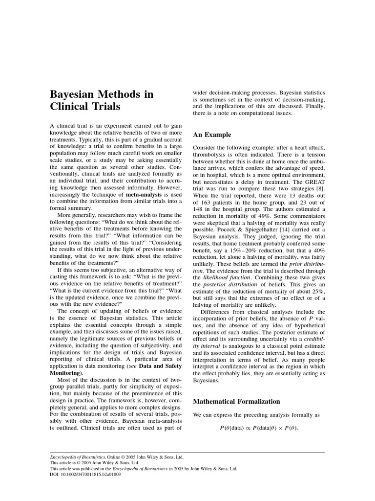 Bayesian CTs Eo B | PDF | Meta Analysis | Bayesian Inference Bayesian CTs Eo B | PDF | Meta Analysis | Bayesian Inference