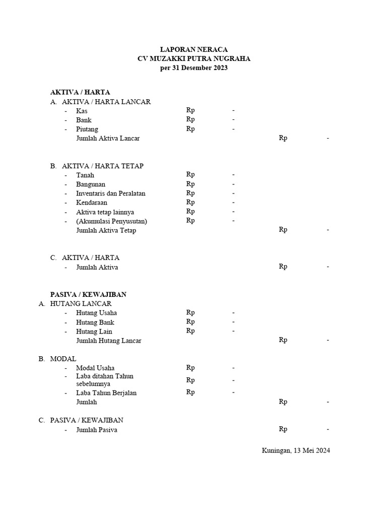 Laporan Neraca Nihil | PDF