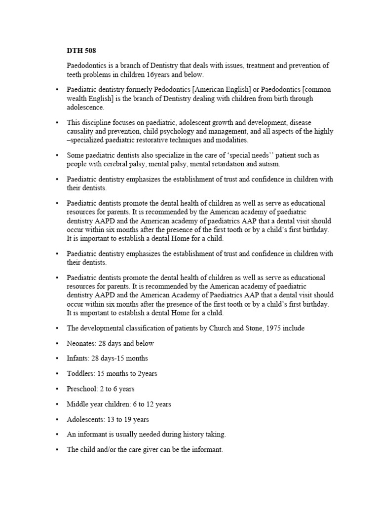 Overview of Paedodontics Practices | PDF | Dental Anatomy | Dentistry