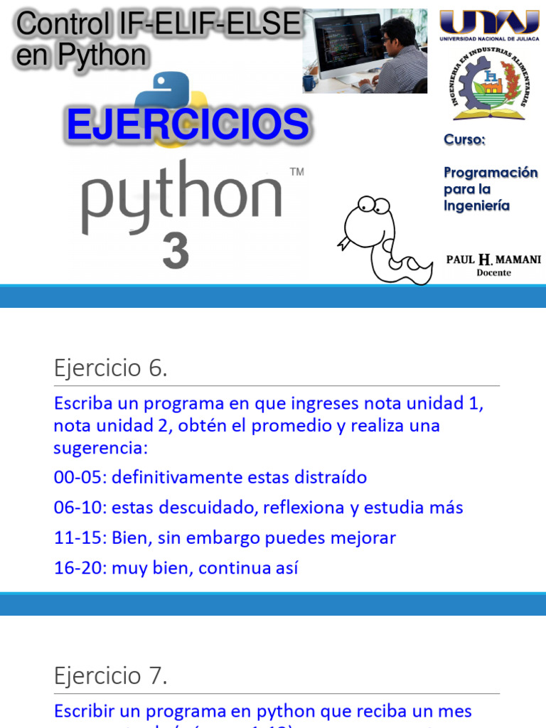 Ejercicios de Control IF en Python | PDF | Crecimiento personal y ...