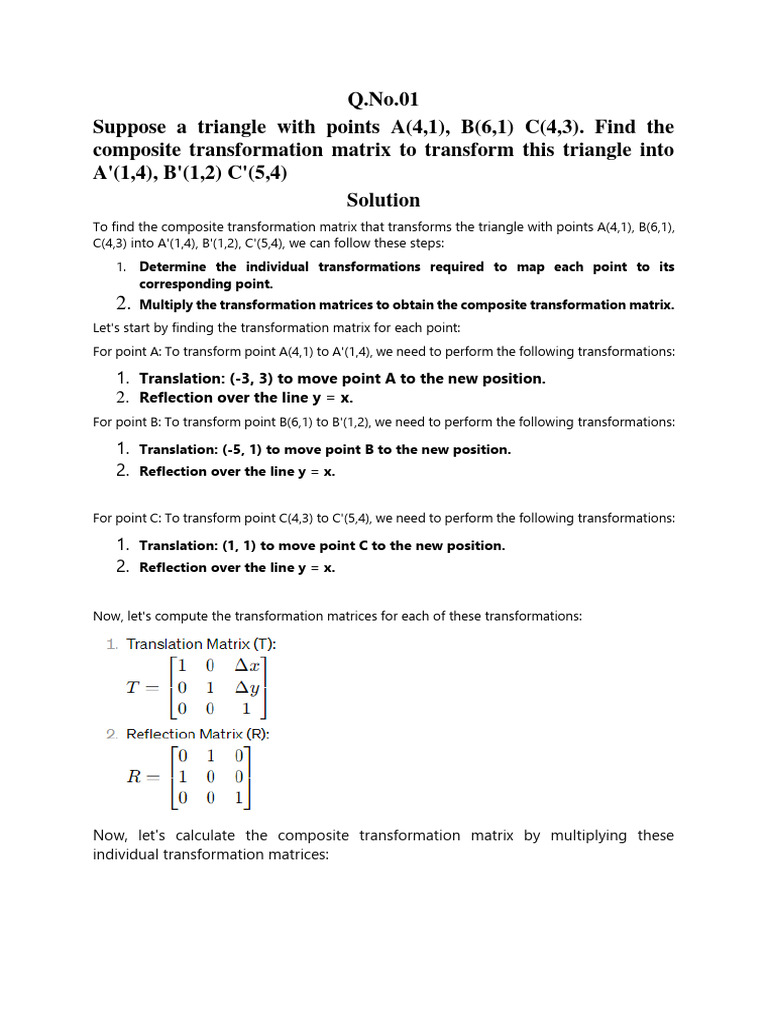 COMPUTER GRAPHICS PAST PAPERS SOLUTION (1) | PDF | Matrix (Mathematics ...