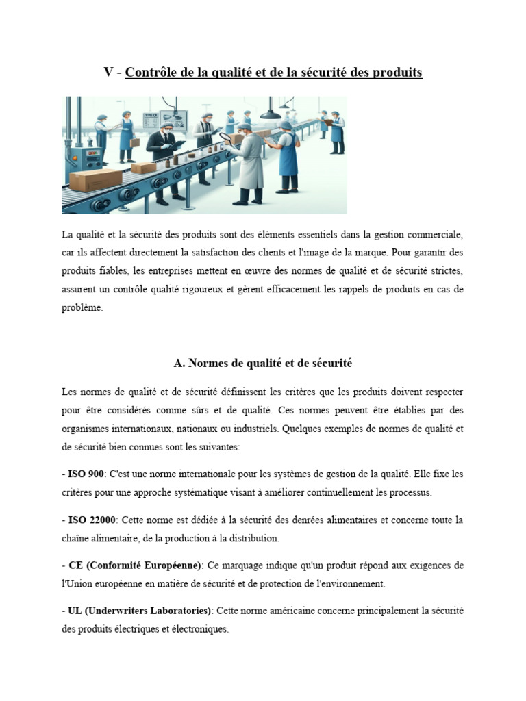 Qualité et sécurité des produits | PDF | Sécurité | Management de la ...