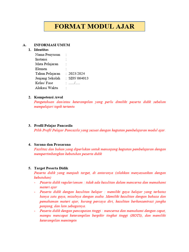 Template Modul Ajar | PDF | Seni