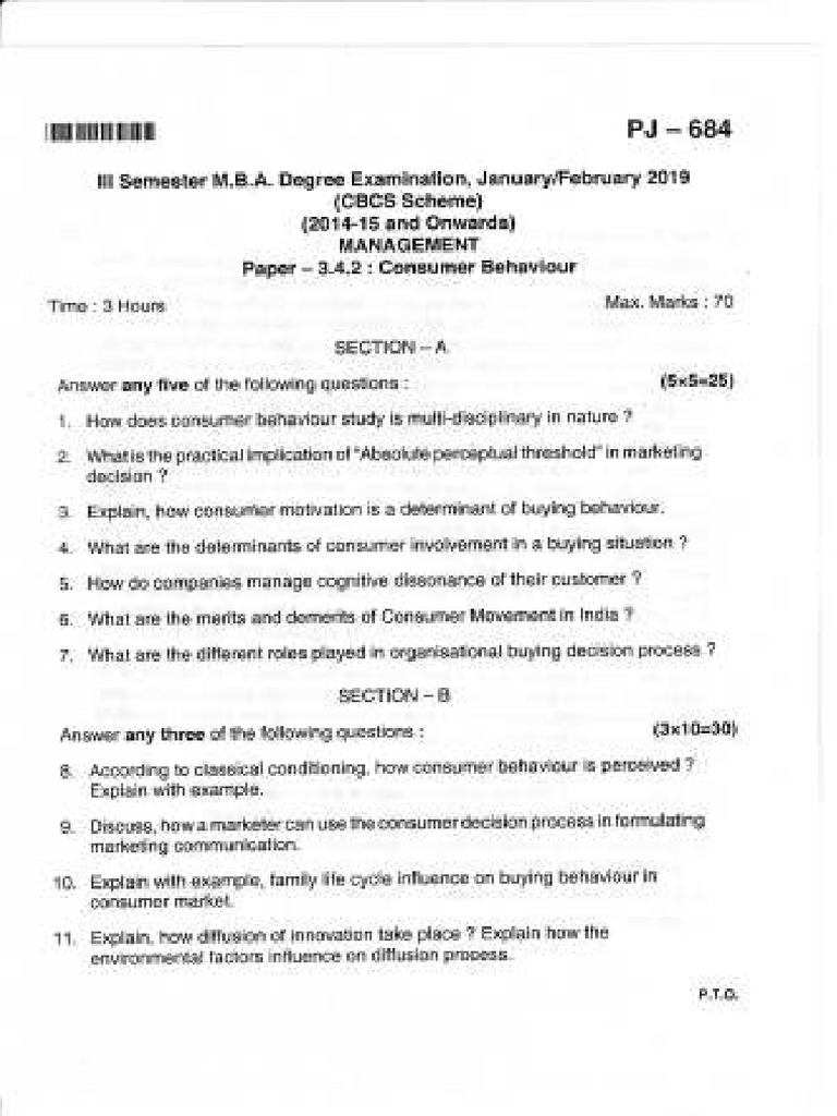 CBCS 3.4.2 Consumer Behaviour (2019) | PDF | Consumer Behaviour | Customer