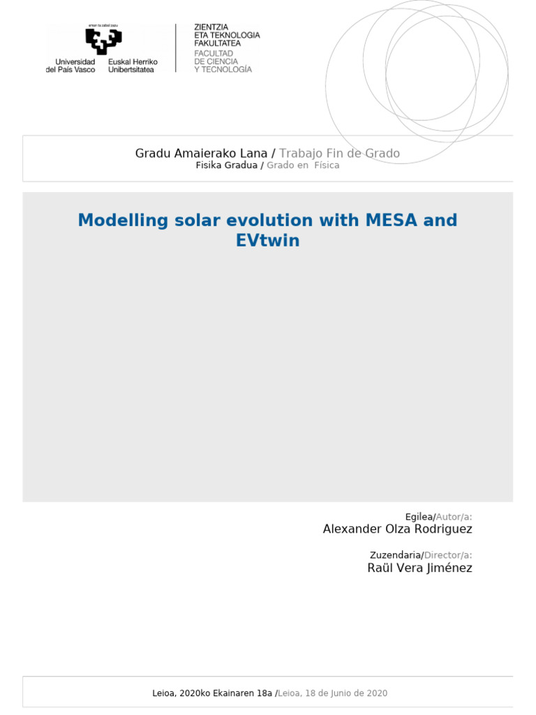Modelling Solar Evolution Mesa Evtwin Alexander Olza | PDF | Stars ...