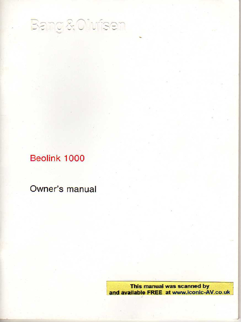 BeoLink 1000 Remote User Manual (17 Pages) | PDF