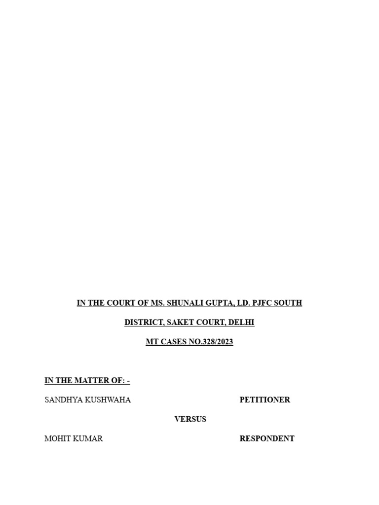 Rejoinder Mohit Vs Sandhya - Docx-2 | PDF | Marriage