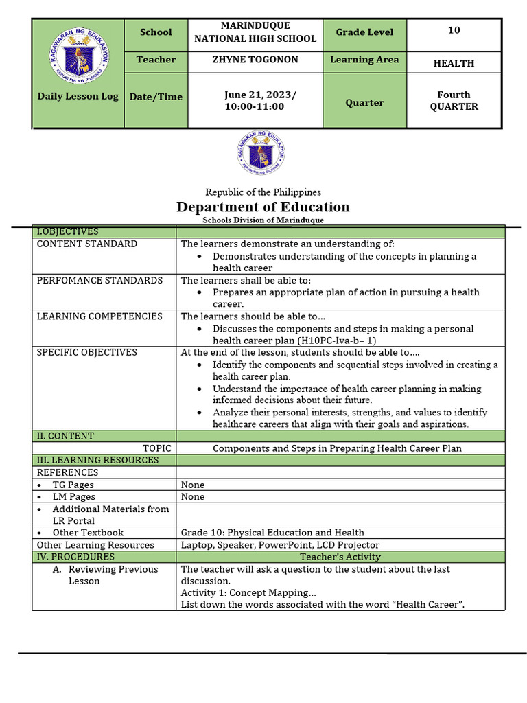 demo health | PDF | Learning | Teachers