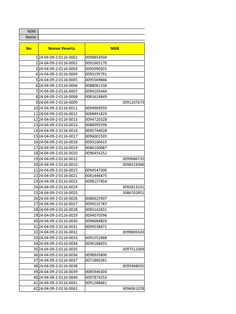 Template Data Siswa | PDF