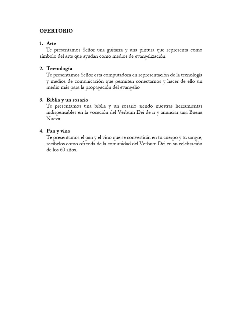 Ofrendas de Verbum Dei: Arte y Fe | PDF