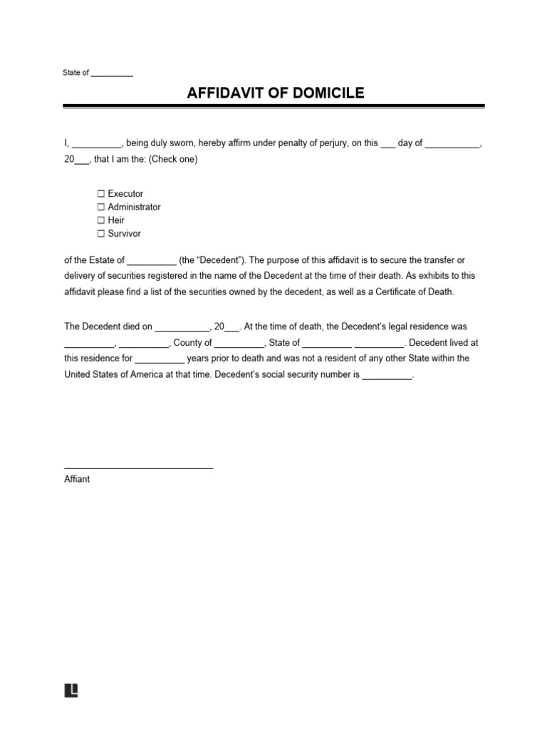 Affidavit of Domicile Form | PDF | Law