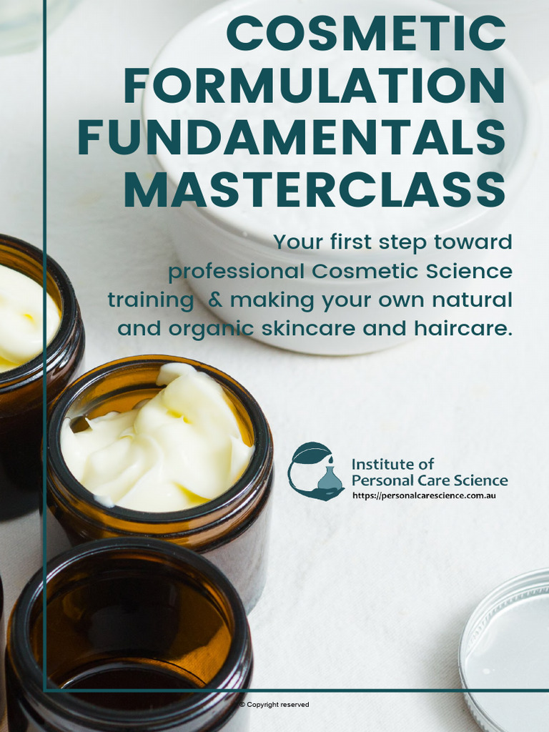 Cosmetic Formulation Fundamentals Masterclass Booklet | PDF | Ph ...