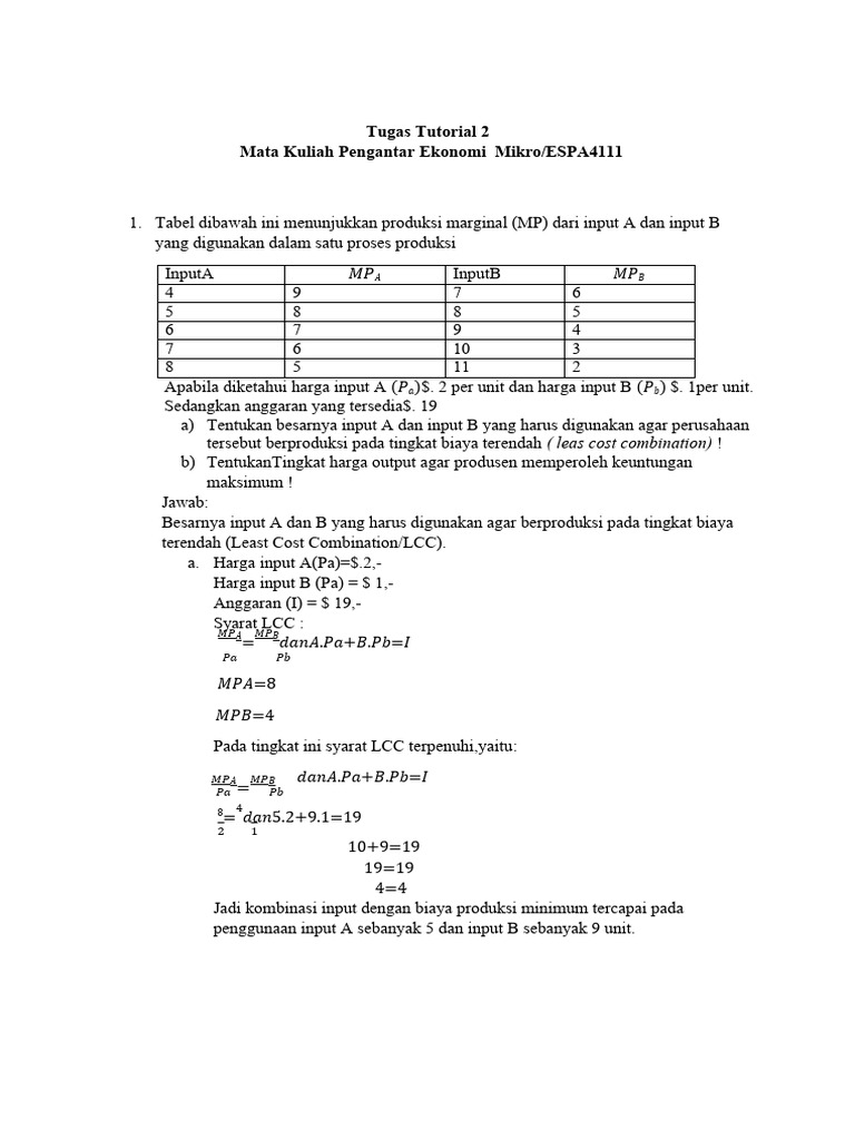 Jawaban Tugas Tutorial 2 Pengantar, Ikro | PDF