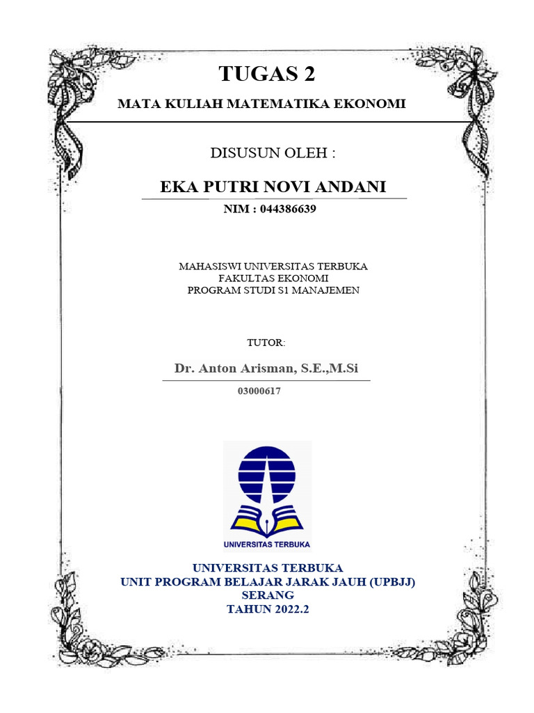 Tugas 2 Matematika Ekonomi | PDF