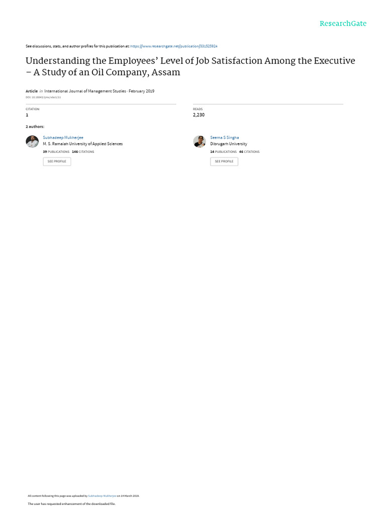 Understanding The Employees Level of Job Satisfac | PDF | Job ...