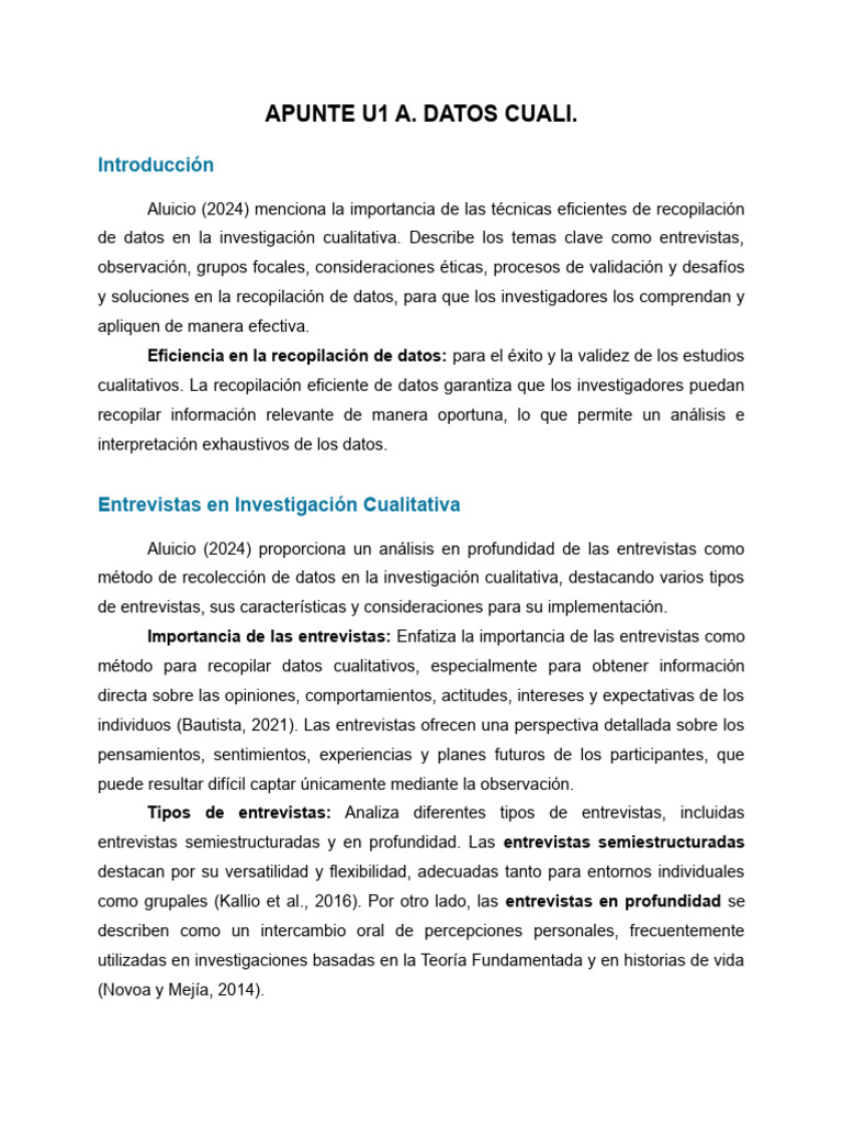 Explicación Apunte U1 A.datos Cuali | PDF | Observación | Grupo de enfoque