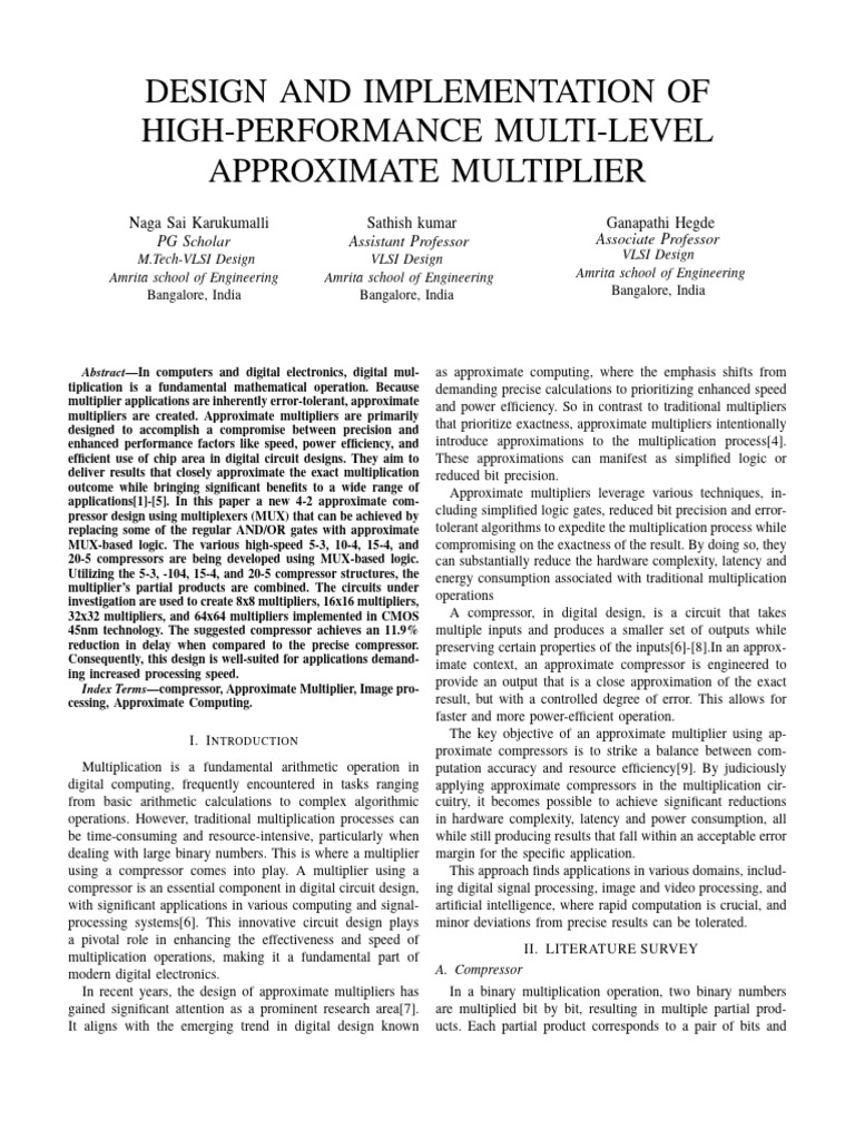 High-Performance Approximate Multiplier Design | PDF | Computer ...
