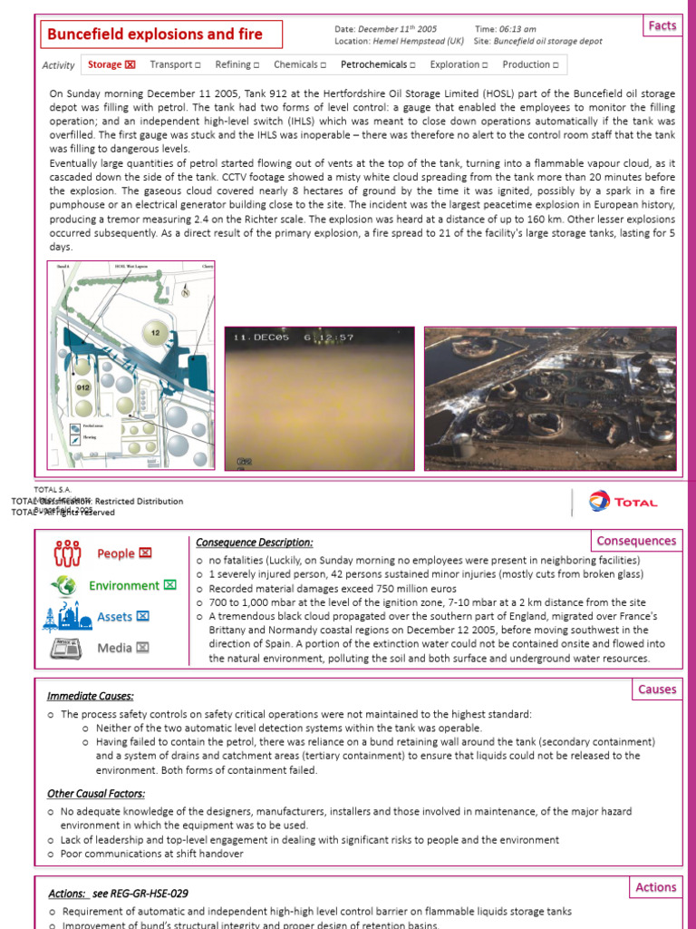 Buncefield Explosion Overview 2005 | PDF | Safety
