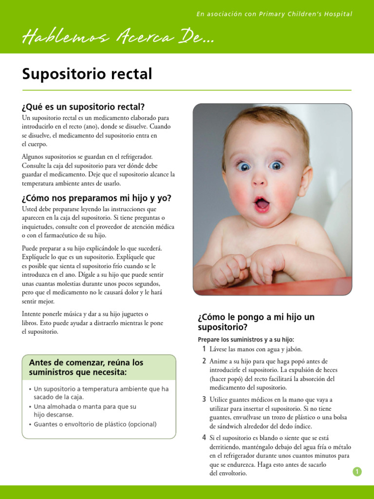 Rectal Suppository (Let's Talk About... Pediatric Brochure) Spanish | PDF
